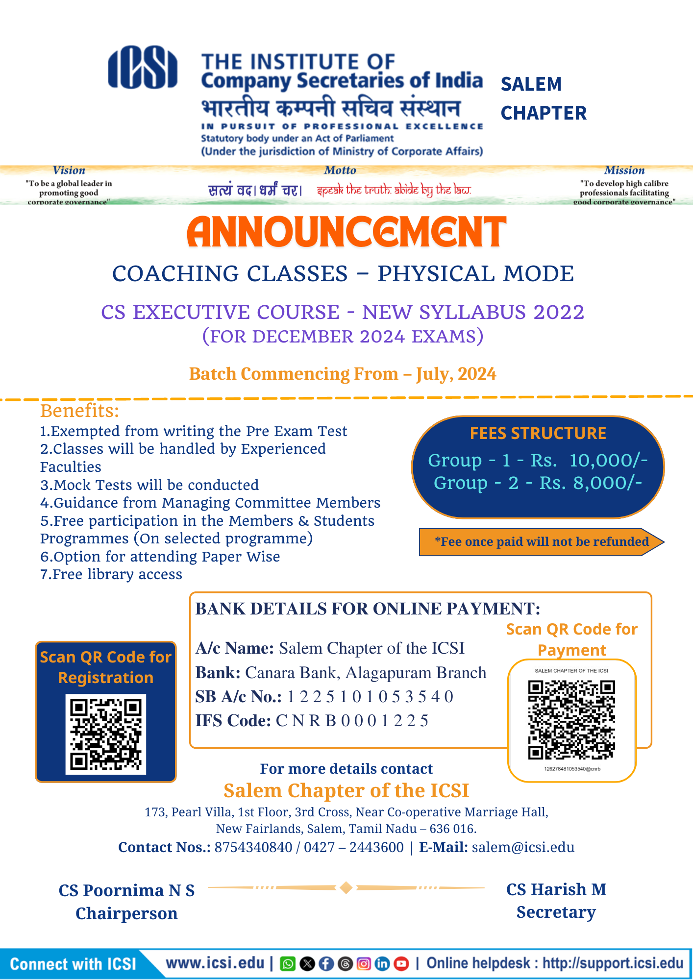 ANNOUNCEMENTS | ICSI