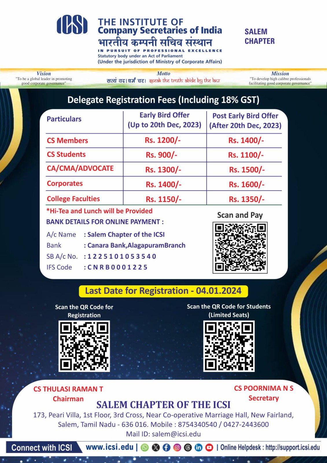 ICSI - ANNOUNCEMENTS